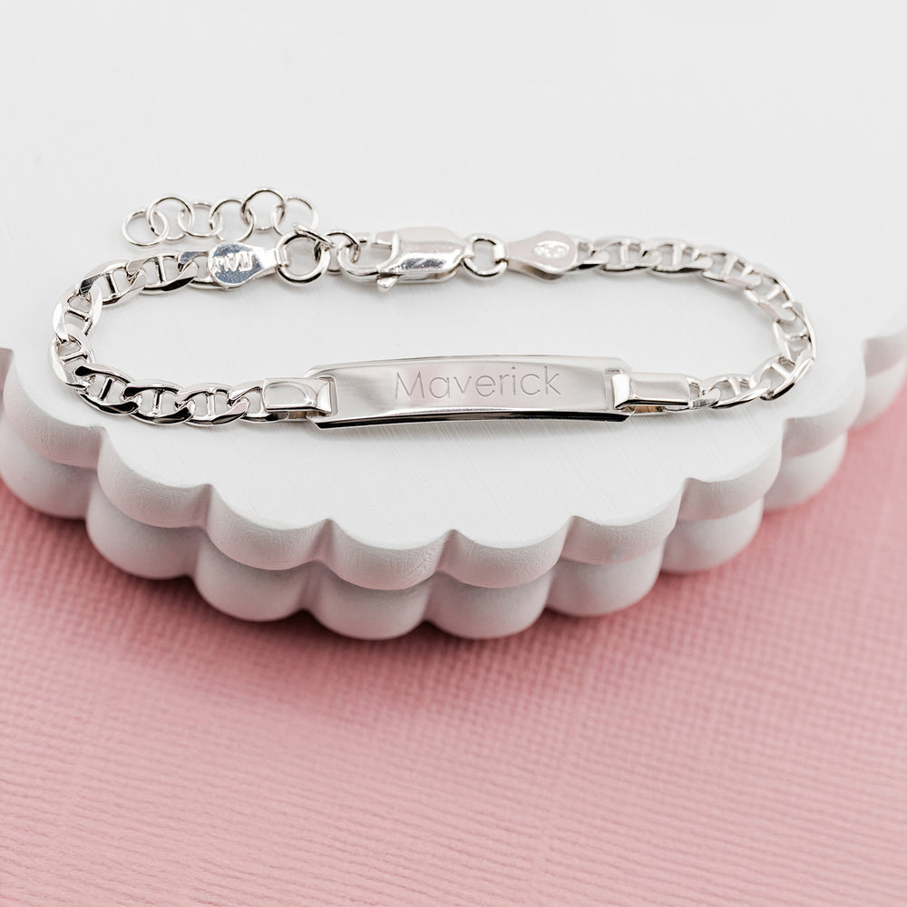 Sterling Silver or 14K Gold Plated ID Bracelet for Engraving for Girls ...