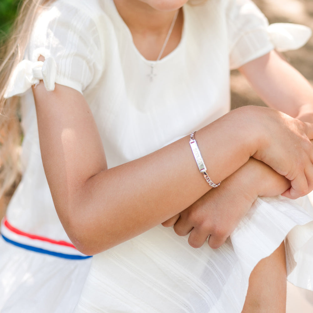 Sterling Silver or 14K Gold Plated ID Bracelet for Engraving for Girls ...